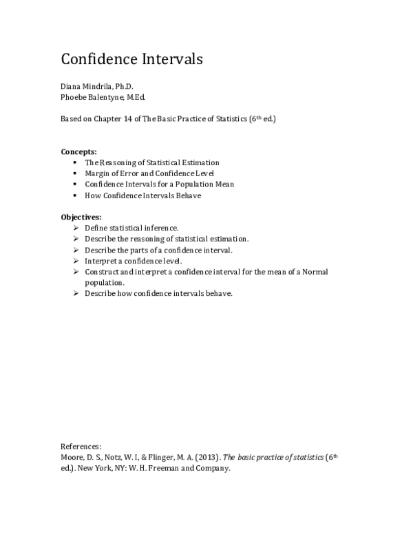(PDF) Confidence Intervals