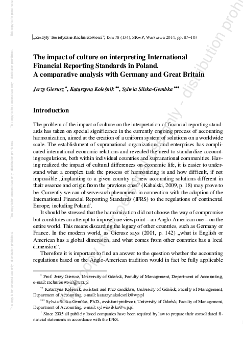 (PDF) The impact of culture on interpreting International Financial Reporting Standards in ...