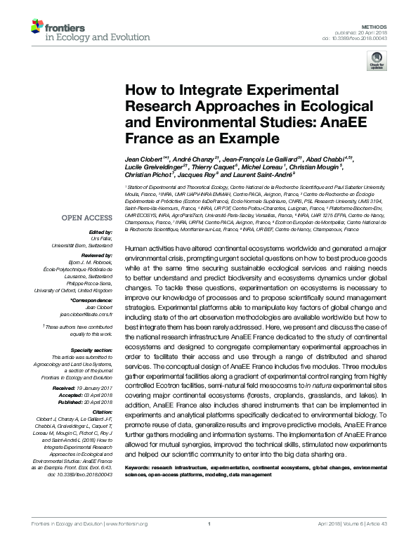 (PDF) How to Integrate Experimental Research Approaches in Ecological ...