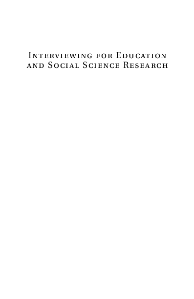 (PDF) Interviewing for Education and Social Science Research: The ...