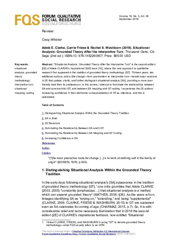 (PDF) Review: Adele E. Clarke, Carrie Friese & Rachel S. Washburn (2018). Situational analysis ...