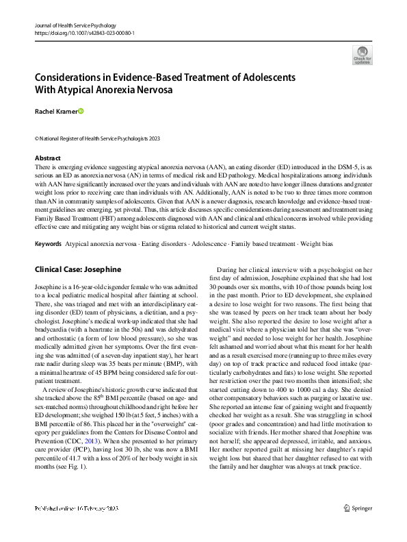(PDF) Considerations in Evidence-Based Treatment of Adolescents With ...