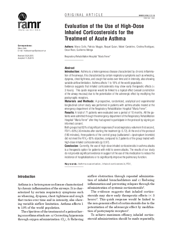 (PDF) Evaluation of the Use of High-Dose Inhaled Corticosteroids for ...