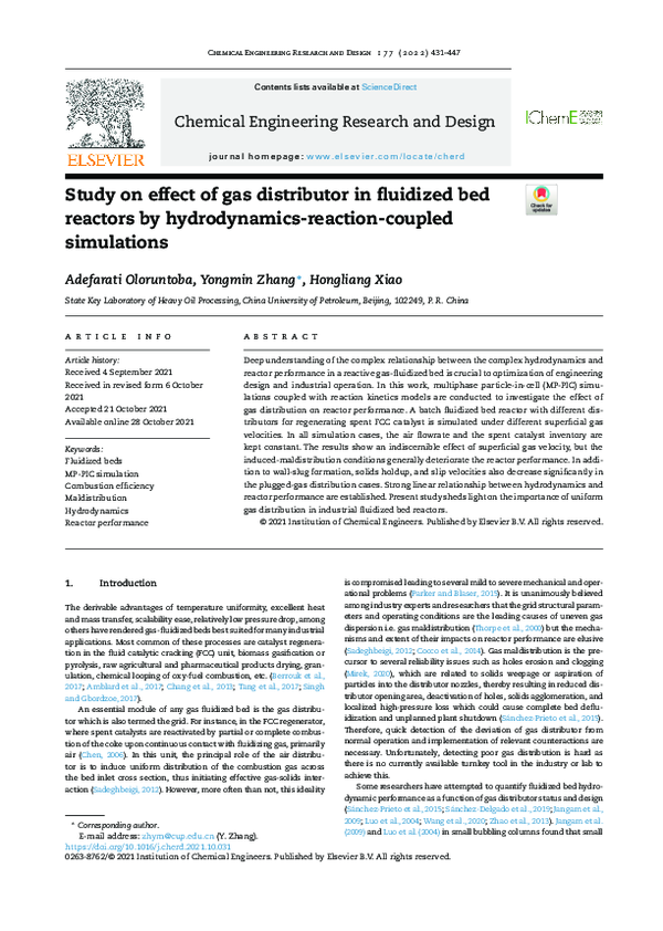 (PDF) Study on effect of gas distributor in fluidized bed reactors by ...