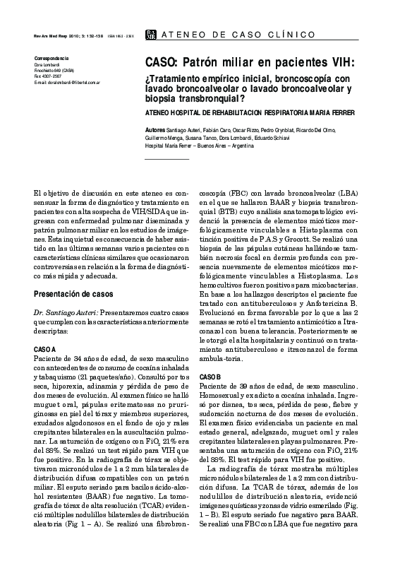 (PDF) CASO: Patrón miliar en pacientes VIH:¿ Tratamiento empírico ...