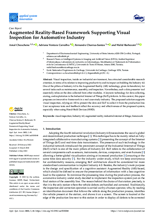 (PDF) Augmented Reality-Based Framework Supporting Visual Inspection for Automotive Industry