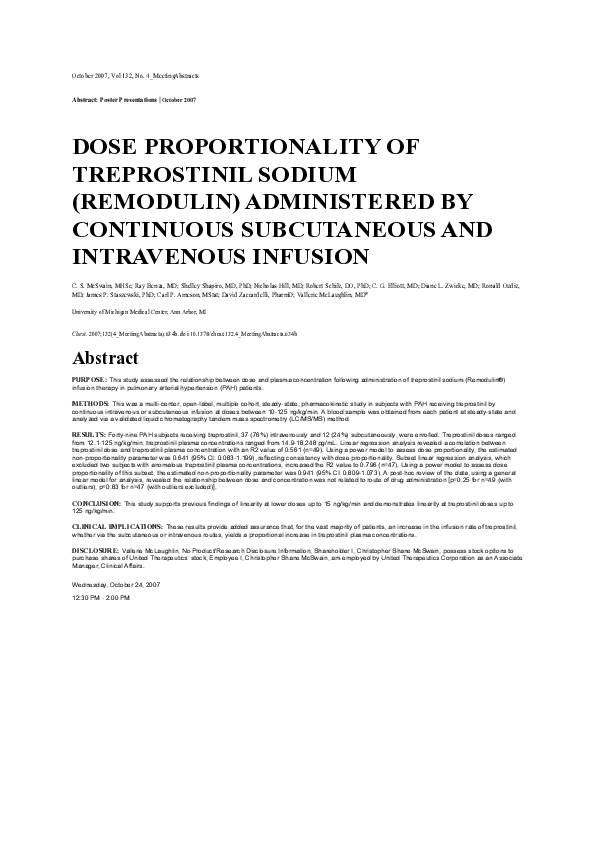 (PDF) Dose Proportionality of Treprostinil Sodium (Remodulin ...
