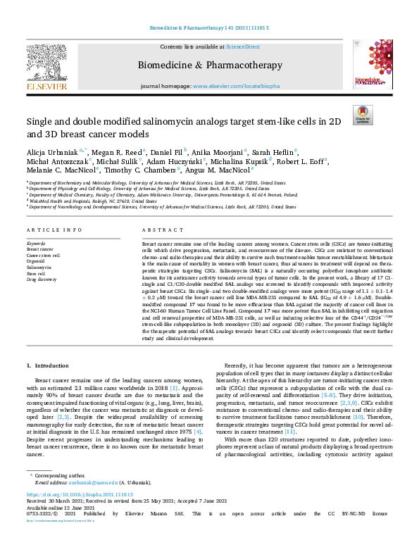 (PDF) Single and double modified salinomycin analogs target stem-like ...