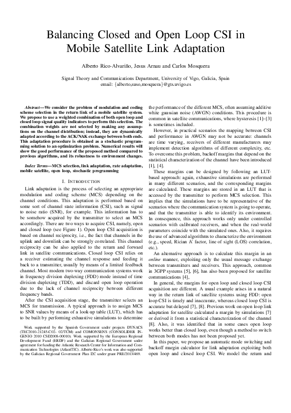 (PDF) Balancing closed and open loop CSI in mobile satellite link ...