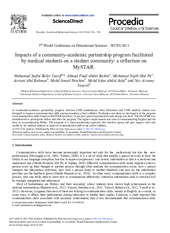 (PDF) Impacts of a Community-academic Partnership Program Facilitated ...