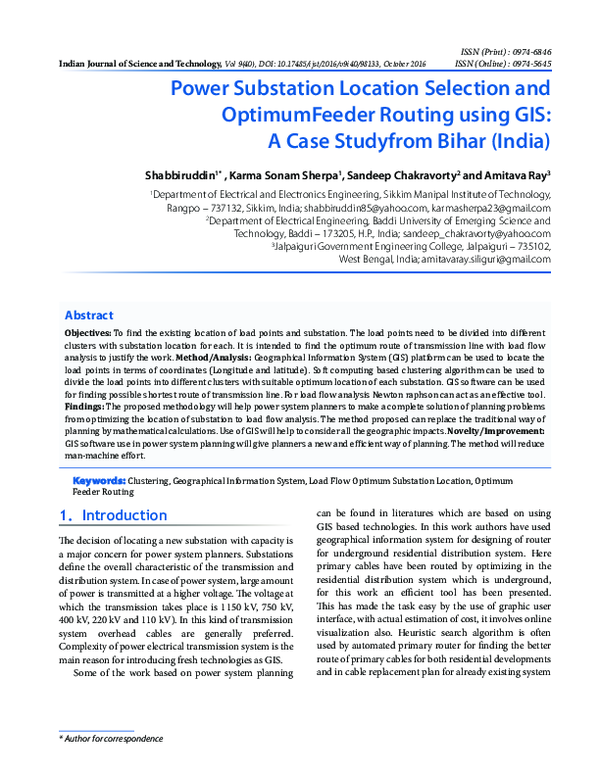 Pdf Gis Based Location And Routing For Substations