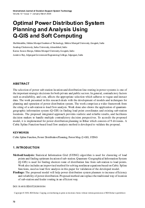 (PDF) Optimal Power Distribution System Planning and Analysis Using Q-GIS and Soft Computing
