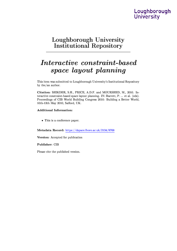 (PDF) Interactive Constraint-Based Space Layout Planning