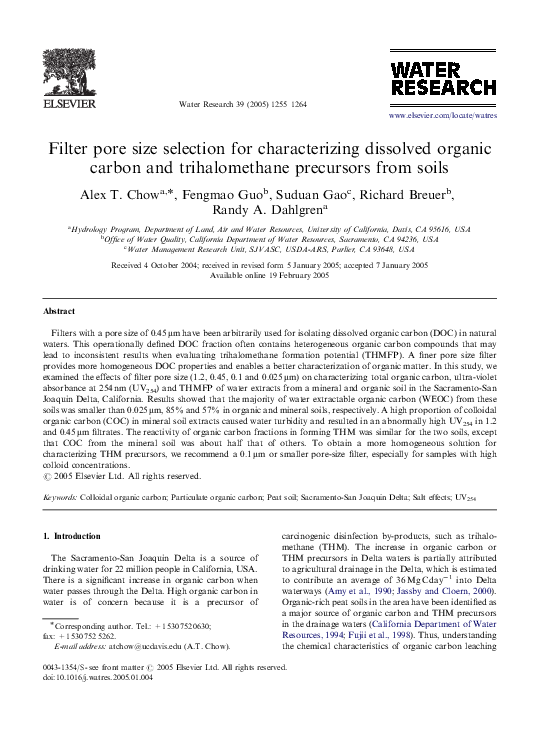 (PDF) Filter pore size selection for characterizing dissolved organic ...