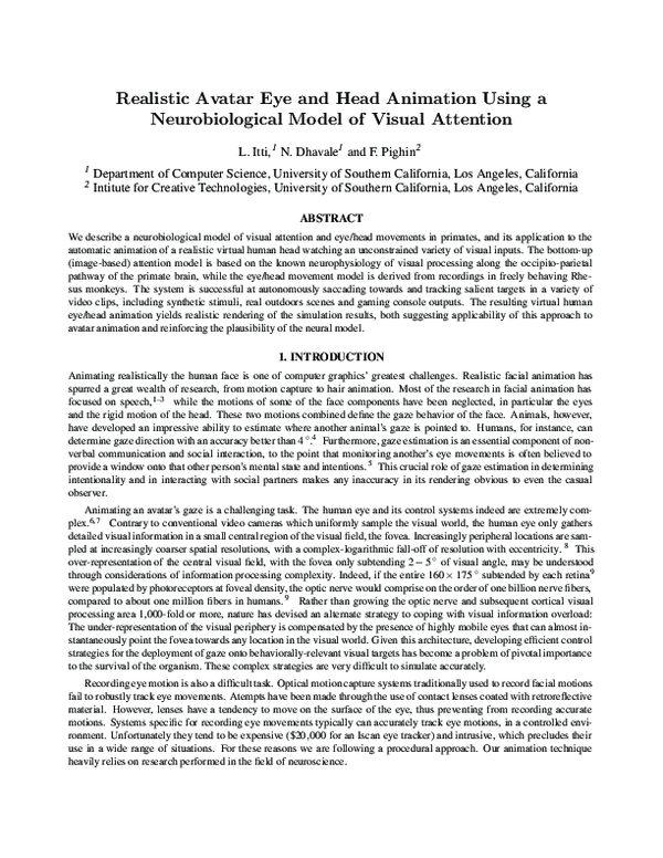 (PDF) Realistic avatar eye and head animation using a neurobiological model of visual attention