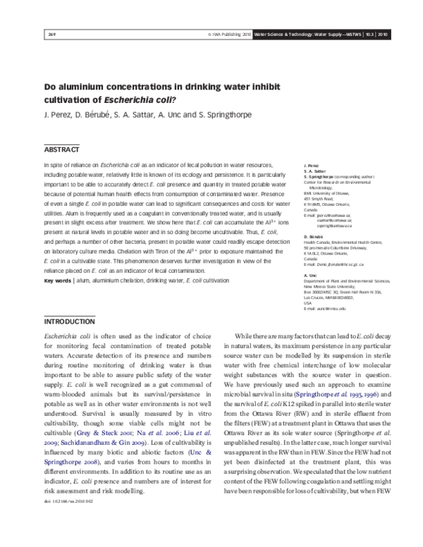 (PDF) Do aluminium concentrations in drinking water inhibit cultivation ...