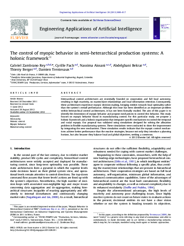 (PDF) The control of myopic behavior in semi-heterarchical production ...