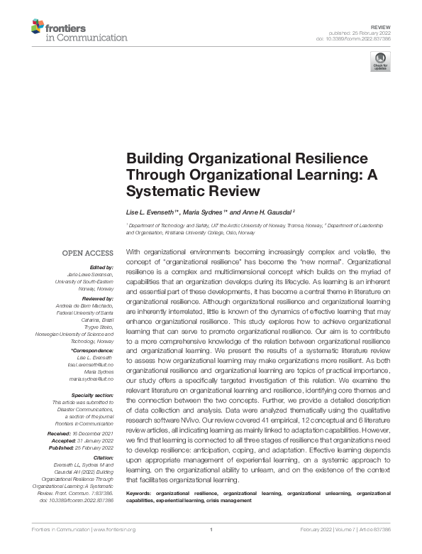 (PDF) Building Organizational Resilience Through Organizational ...