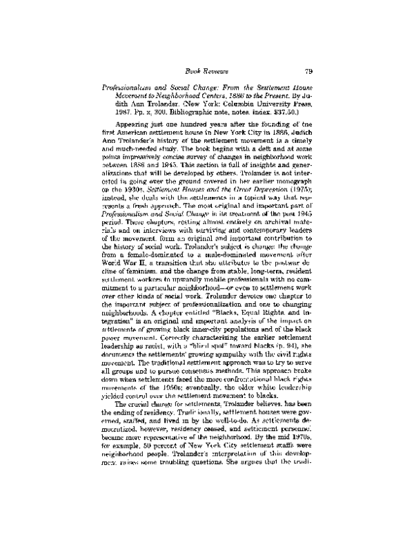 (PDF) Professionalism and Social Change: From the Settlement House ...