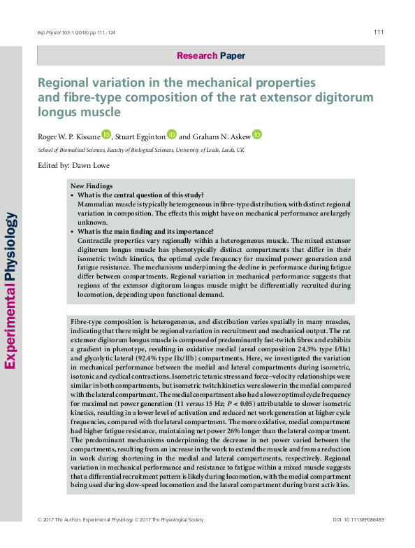 (PDF) Regional variation in the mechanical properties and fibre-type ...