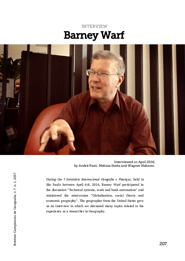 (PDF) Interview: Barney Warf