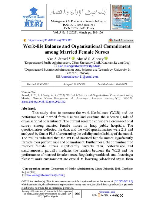 (PDF) Work-life Balance and Organisational Commitment among Married Female Nurses