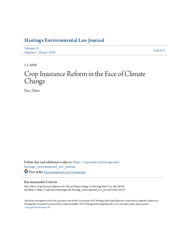 (PDF) Crop Insurance Reform in the Face of Climate Change