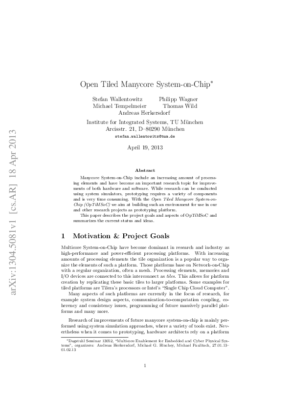 (PDF) A framework for Open Tiled Manycore System-On-Chip | Aurang zaib - Academia.edu