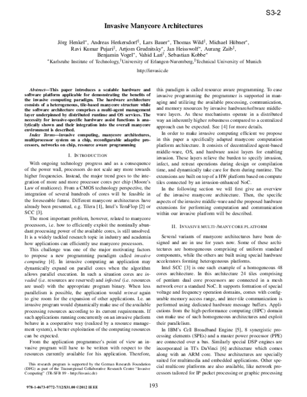 (PDF) Invasive manycore architectures | Aurang zaib - Academia.edu