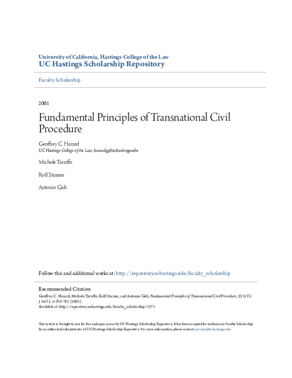 (PDF) Fundamental Principles of Transnational Civil Procedure