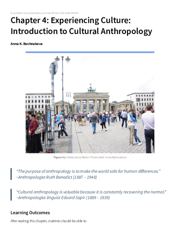 (PDF) Experiencing Culture. Introduction to Cultural Anthropology