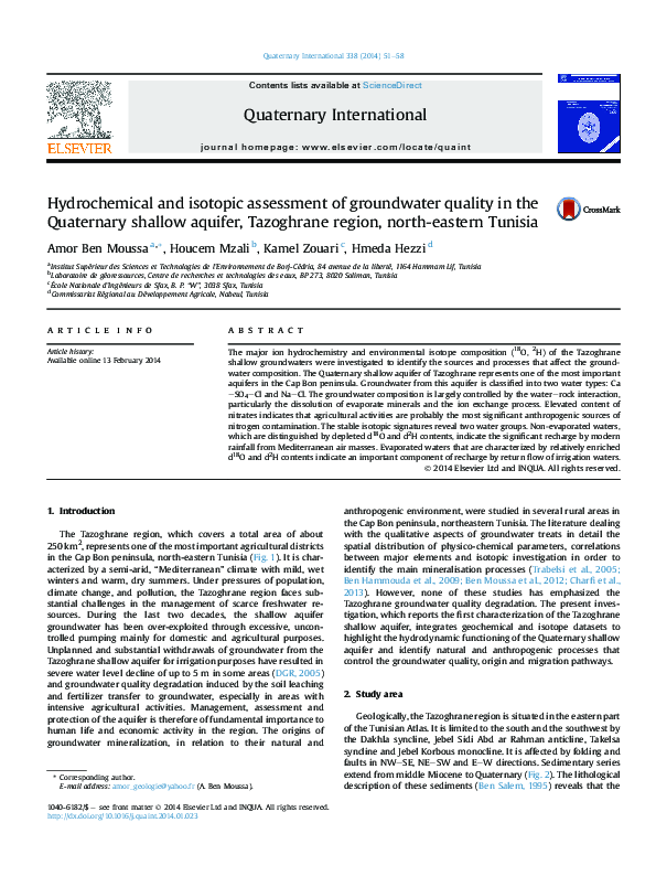 (PDF) Hydrochemical and isotopic assessment of groundwater quality in ...