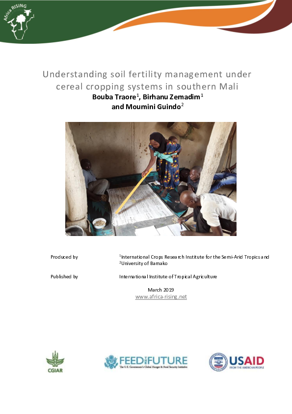 (PDF) Understanding soil fertility management under cereal cropping systems in southern Mali