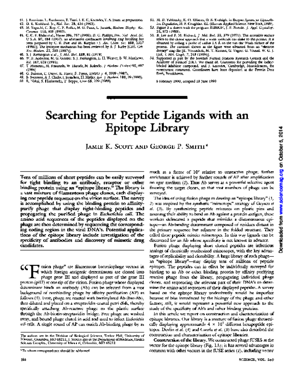 (PDF) Searching for Peptide Ligands with an Epitope Library