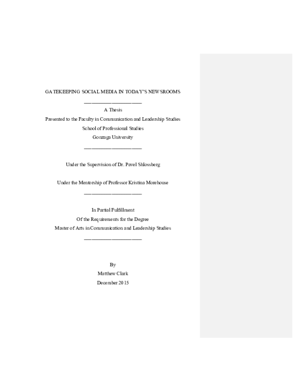 (PDF) Social Media's Impact on Newsroom Gatekeeping