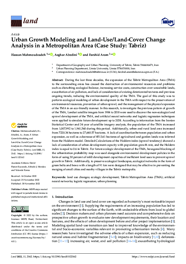 (PDF) Urban Growth Modeling and Land-Use/Land-Cover Change Analysis in ...