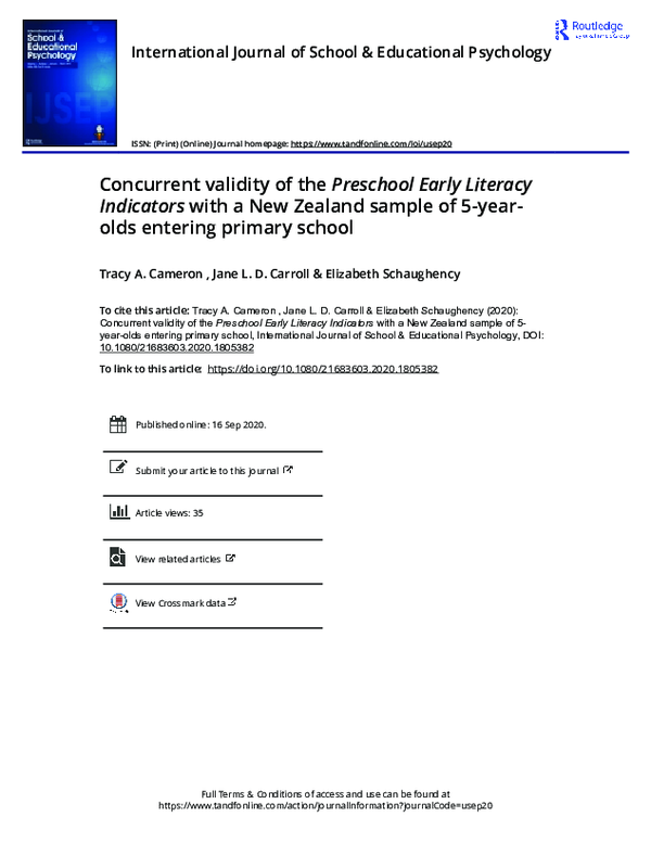 (PDF) Concurrent validity of the Preschool Early Literacy Indicators ...