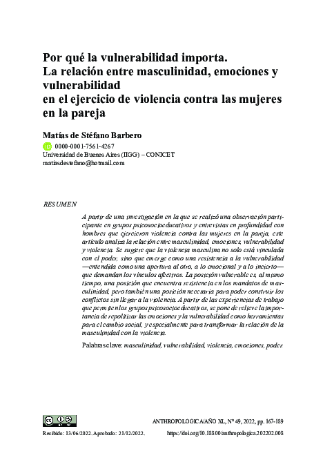 (PDF) Por qué la vulnerabilidad importa. La relación entre masculinidad, emociones y ...