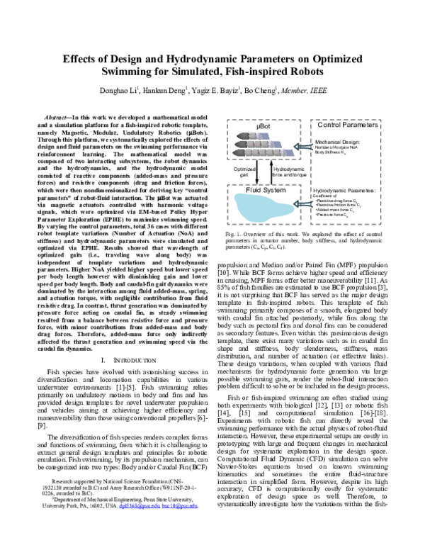 (PDF) Effects of Design and Hydrodynamic Parameters on Optimized Swimming for Simulated, Fish ...