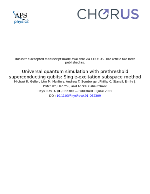 (PDF) Universal quantum simulation with prethreshold superconducting ...