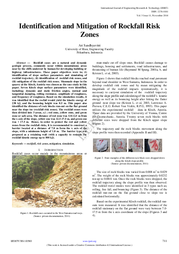 (PDF) Identification and Mitigation of Rockfall Risk Zones