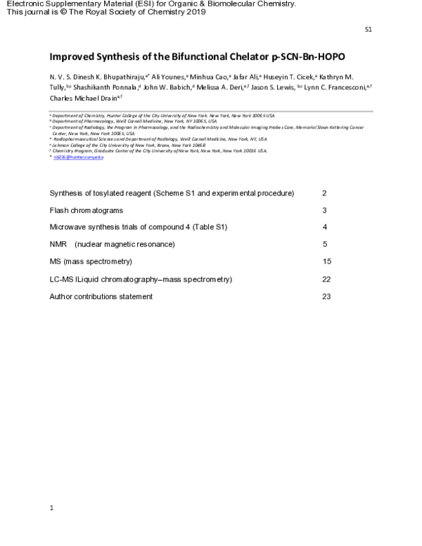 (PDF) Improved synthesis of the bifunctional chelator p-SCN-Bn-HOPO