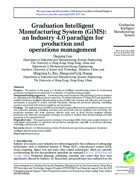 (PDF) Graduation Intelligent Manufacturing System (GiMS): an Industry 4 ...
