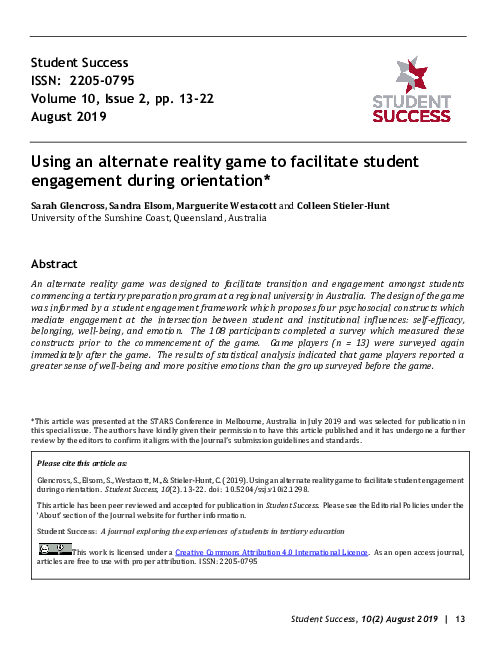 (PDF) Using an alternate reality game to facilitate student engagement ...