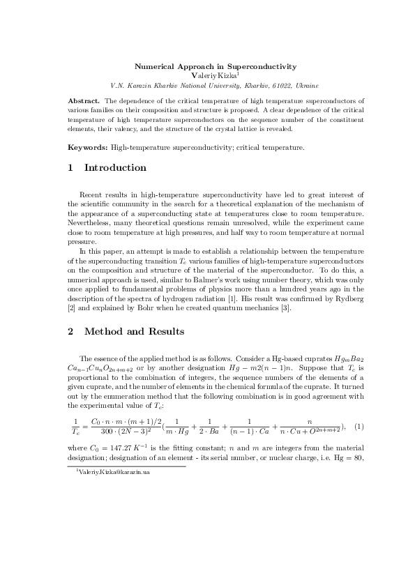 (PDF) Numerical Approach in Superconductivity