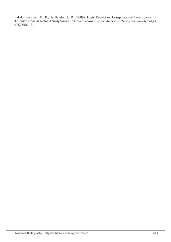 (PDF) High-Resolution Computational Investigation of Trimmed Coaxial Rotor Aerodynamics in Hover