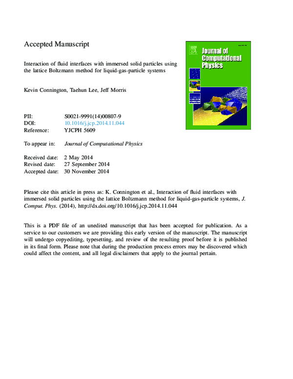 (PDF) Interaction of fluid interfaces with immersed solid particles using the lattice Boltzmann ...