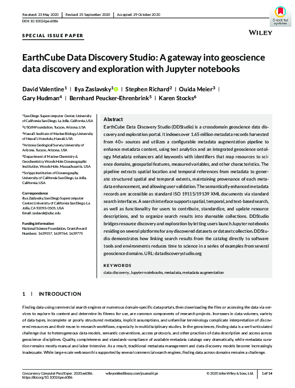 (PDF) EarthCube Data Discovery Studio: A gateway into geoscience data ...