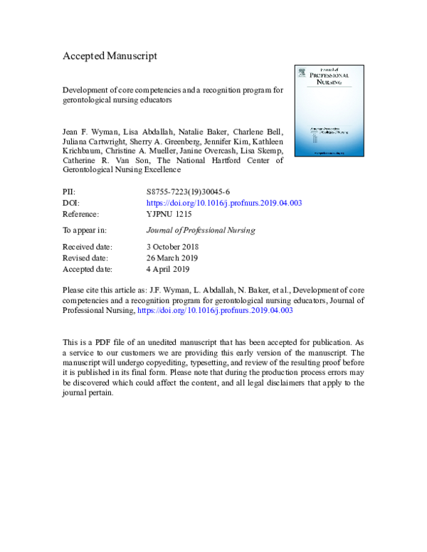 (PDF) Development of core competencies and a recognition program for ...