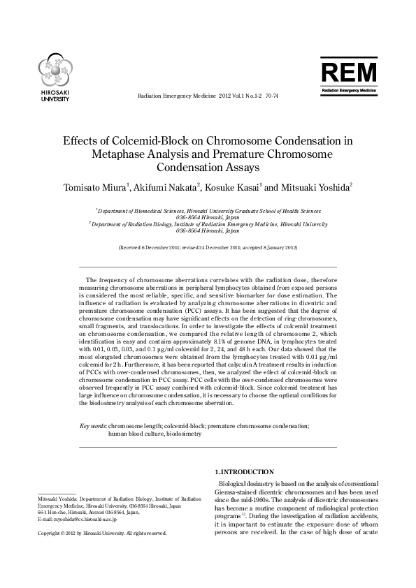(PDF) Effects of colcemid-block on chromosome condensation in metaphase ...